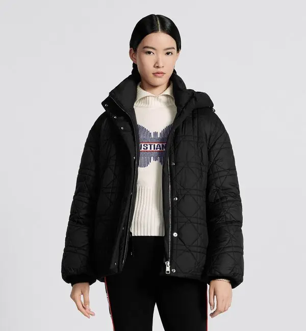 Dior Alps Macrocannage Hooded Down Jacket - Black