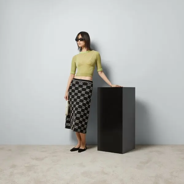 Gucci Gg Jacquard Wool Skirt