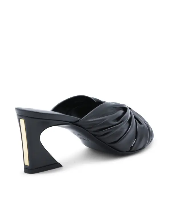 Fendi Gathered Heeled Sandals - Black
