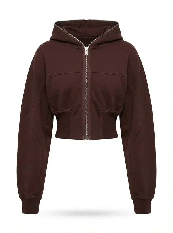 Rick Owens Cropped Zip-up Hoodie - Black
