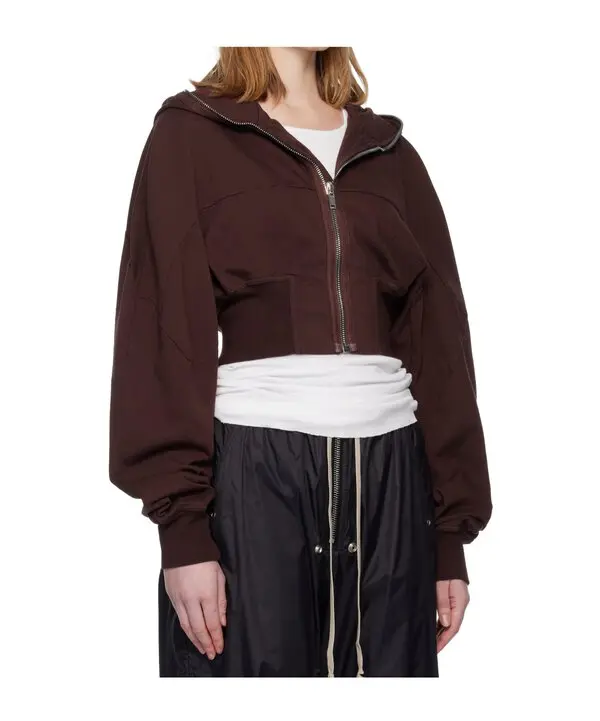 Rick Owens Cropped Zip-up Hoodie - Black