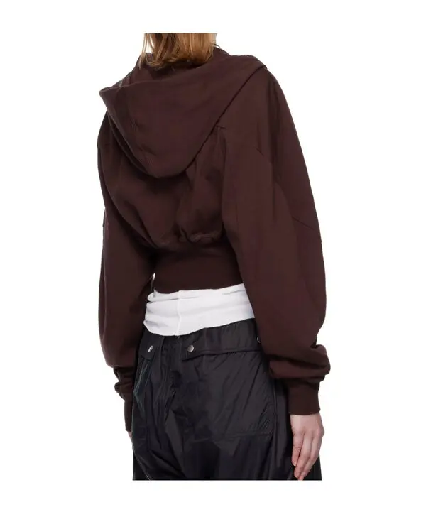 Rick Owens Cropped Zip-up Hoodie - Black