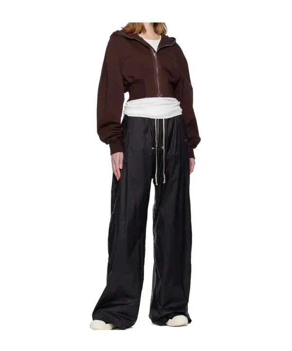 Rick Owens Cropped Zip-up Hoodie - Black