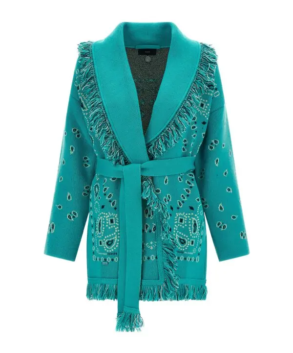 Alanui Fringed Bandana Cardigan - Green