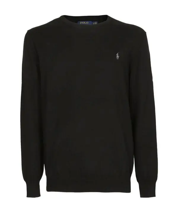 Polo Ralph Lauren Crew Neck Knitted Pullover With Logo - Black