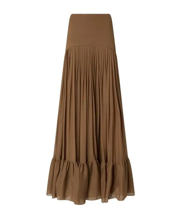 Pinko High-waisted Full Skirt With Ruffle Trim