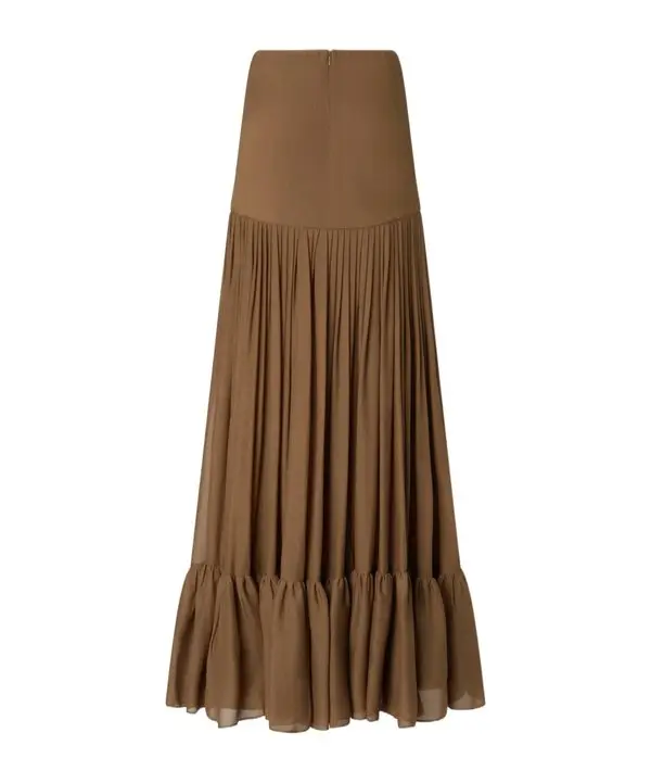 Pinko High-waisted Full Skirt With Ruffle Trim