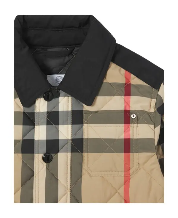 Burberry Diamond Quilted Check Jacket With Logo Appliqu