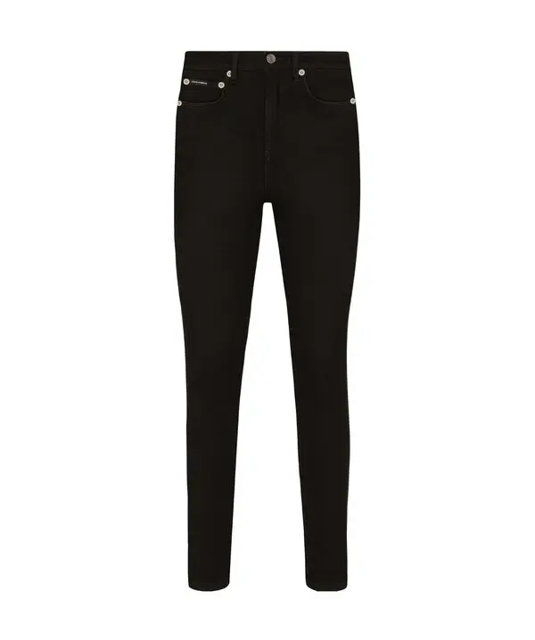 Dolce & Gabbana Logo Plaque Skinny Jeans - Black