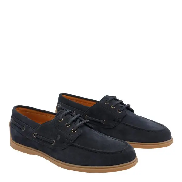 TOD'S Embossed Logo Lace-up Loafers - Black