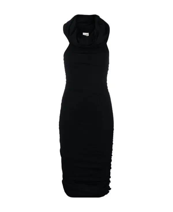 Khaite Off-the-shoulder Ruched Midi Dress - Black