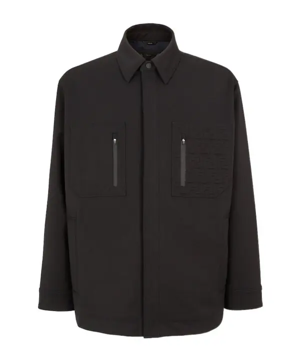 Fendi Ff Motif Ski Shirt Jacket With Quilted Vest