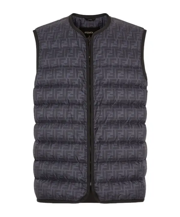 Fendi Ff Motif Ski Shirt Jacket With Quilted Vest
