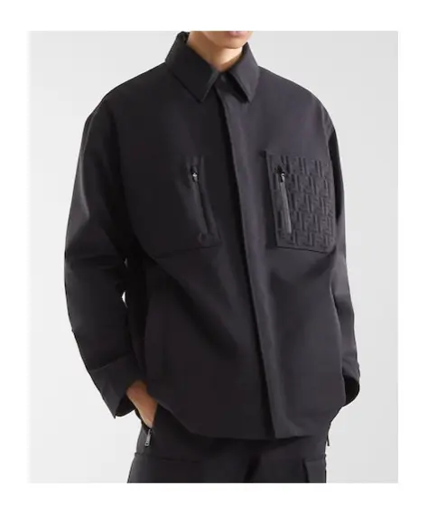 Fendi Ff Motif Ski Shirt Jacket With Quilted Vest