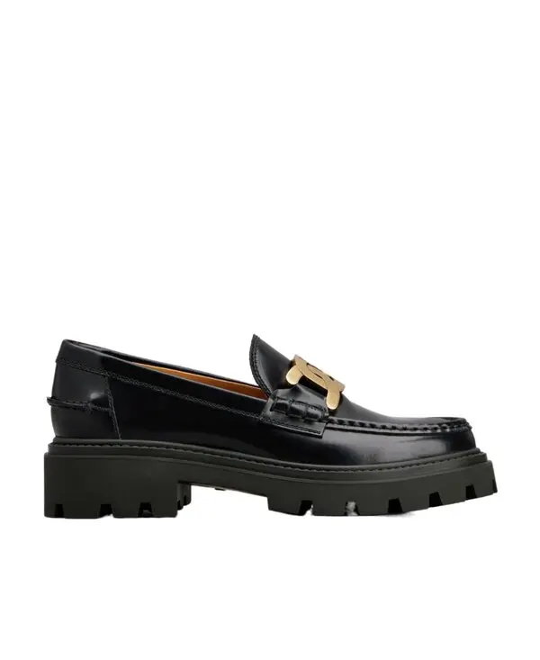 TOD'S Logo Plaque Slip-on Loafers - Black