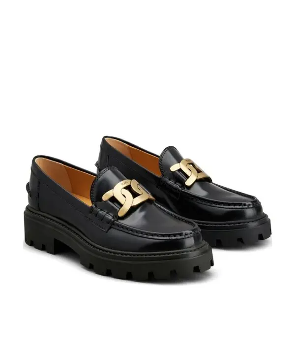 TOD'S Logo Plaque Slip-on Loafers - Black