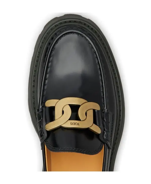 TOD'S Logo Plaque Slip-on Loafers - Black
