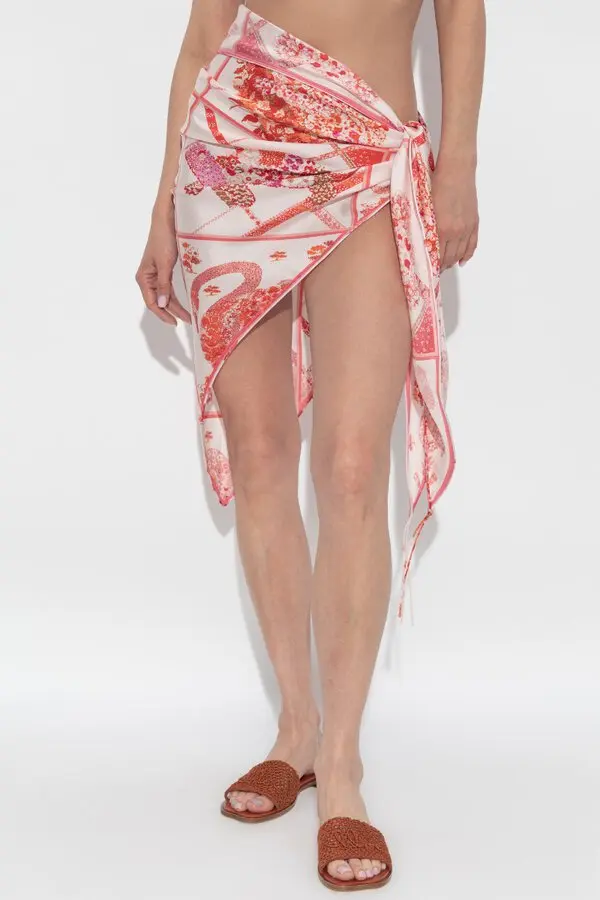 FERRAGAMO Printed Lace-up Beach Dress