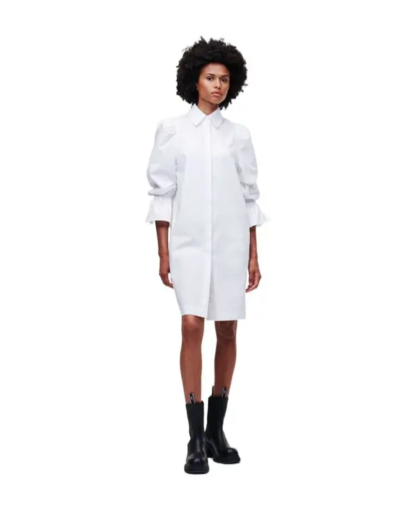 Karl Lagerfeld Puff Sleeve Poplin Dress