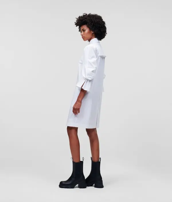 Karl Lagerfeld Puff Sleeve Poplin Dress