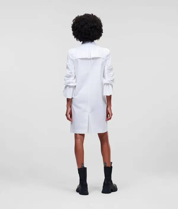 Karl Lagerfeld Puff Sleeve Poplin Dress