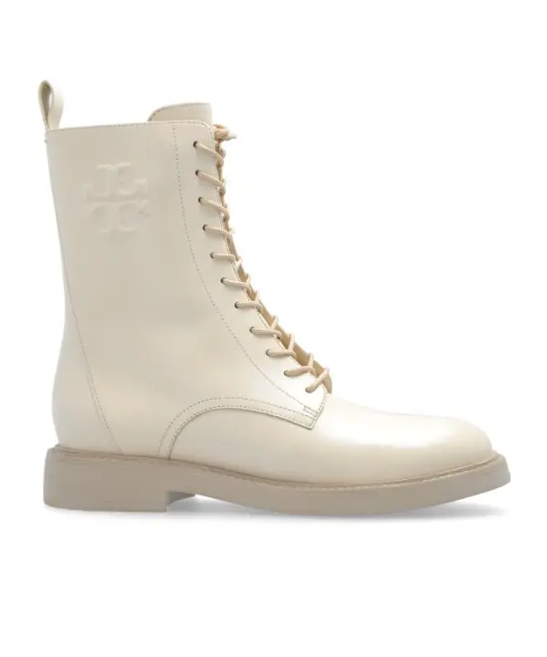 Tory Burch Logo-embossed Leather Lace-up Boots