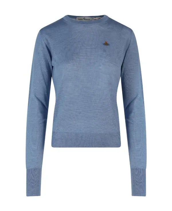 VIVIENNE WESTWOOD Orb Embroidered Knit Jumper - Blue