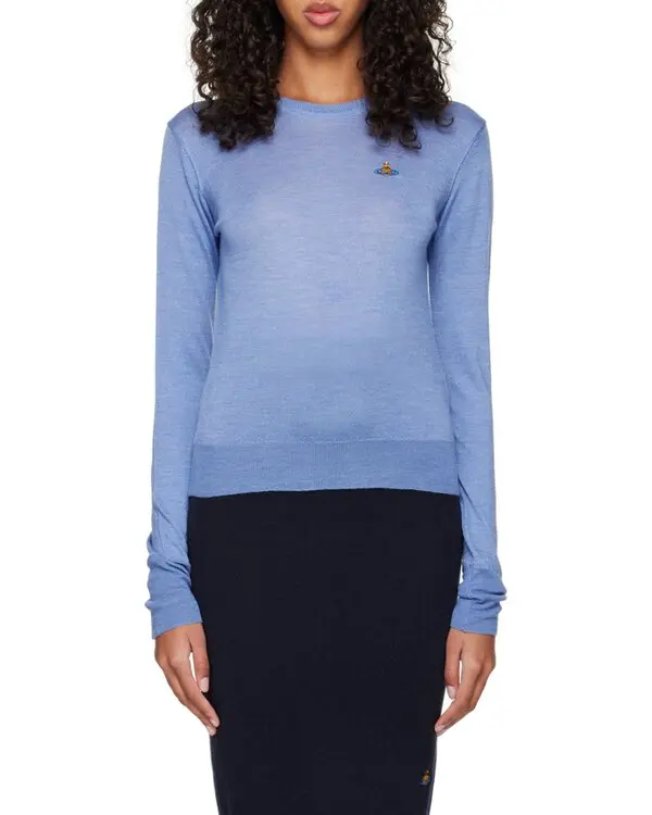 VIVIENNE WESTWOOD Orb Embroidered Knit Jumper - Blue