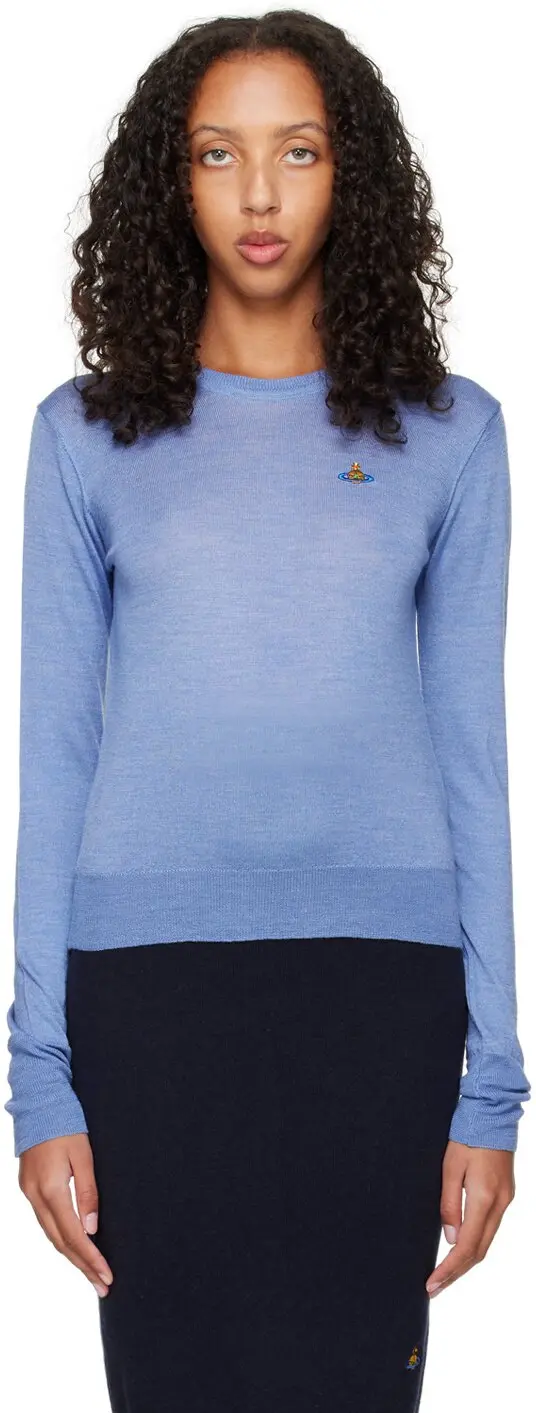 VIVIENNE WESTWOOD Orb Embroidered Knit Jumper - Blue