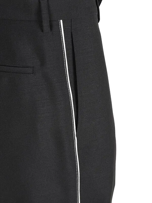 Prada Tailored Straight Leg Trousers With Contrast Piping