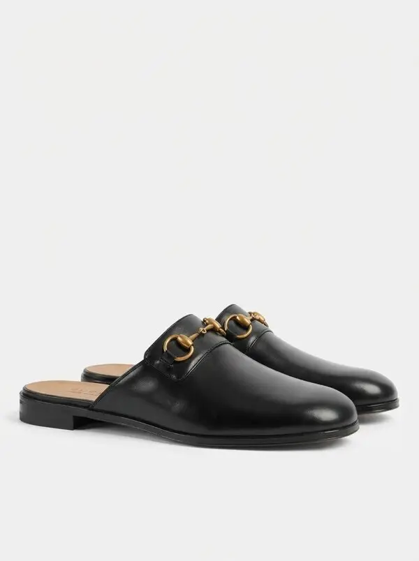 Gucci Horsebit Leather Mules - Black