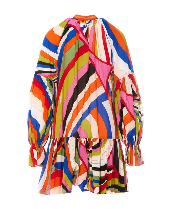 Emilio Pucci Iride-printed Ruffled Trim Mini Dress - Multicolor
