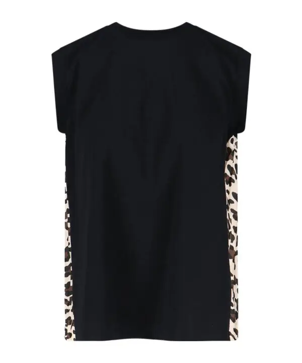 Sacai Leopard Print Pleated T-shirt