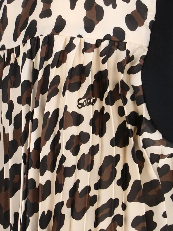 Sacai Leopard Print Pleated T-shirt