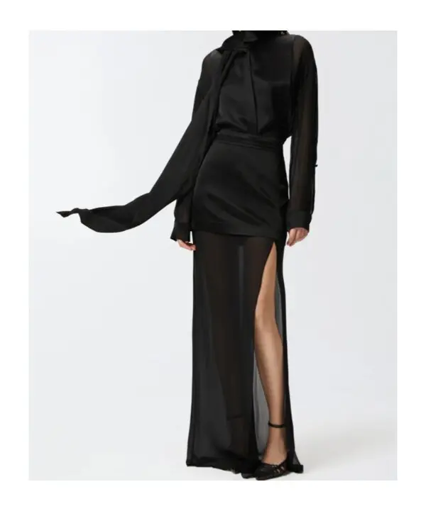 Pinko Layered Maxi Skirt With Side Slit