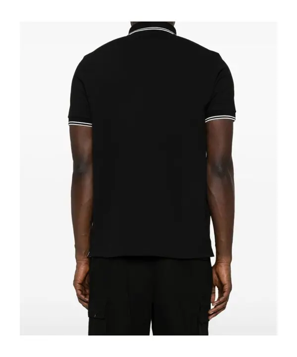 Stone Island Logo Patch Short-sleeved Polo Shirt - Black