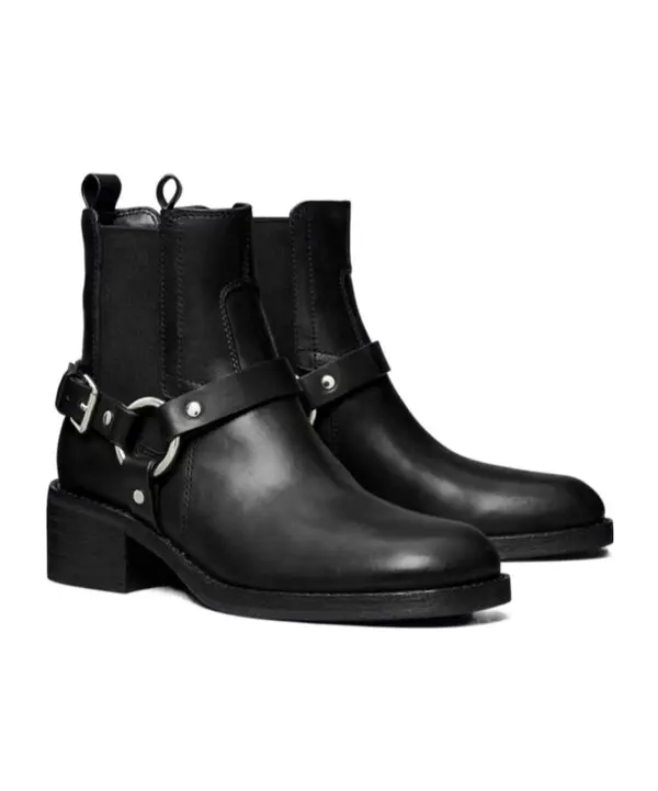 Tory Burch Buckle-strap Ring Detail Ankle Boots - Black