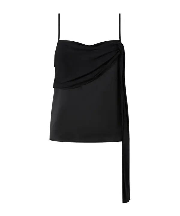 Pinko Sleeveless Satin Vest Top With Draped Georgette Overlay