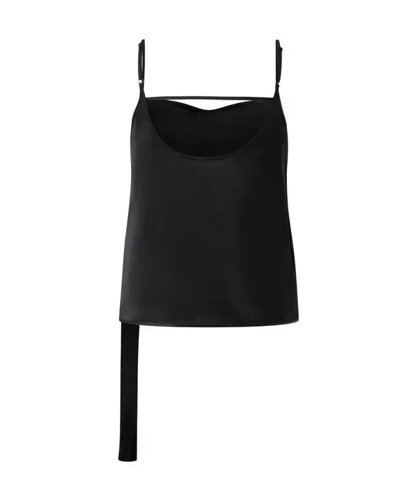 Pinko Sleeveless Satin Vest Top With Draped Georgette Overlay