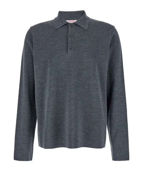 Valentino Garavani Long-sleeved Knitted Polo Shirt