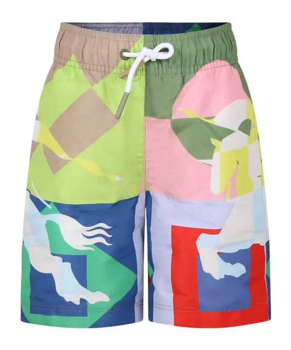 Burberry Printed Swim Shorts With Drawstring - Multicolor