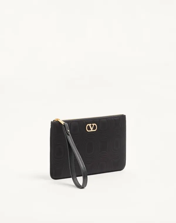 Valentino Garavani Vlogo Signature Clutch In Moiré Fabric