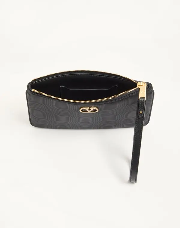 Valentino Garavani Vlogo Signature Clutch In Moiré Fabric