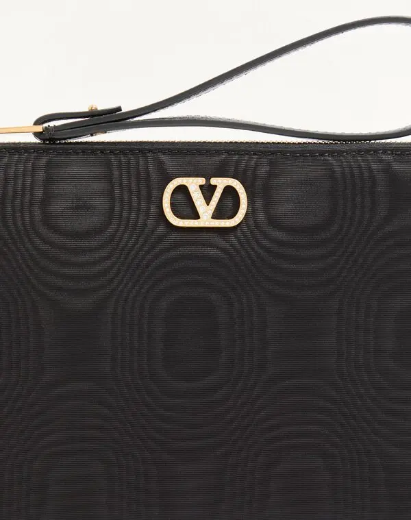 Valentino Garavani Vlogo Signature Clutch In Moiré Fabric