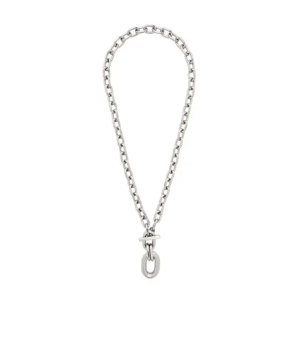 Rabanne Silver Xl Link Necklace With T-button Pendant - Gray
