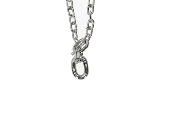 Rabanne Silver Xl Link Necklace With T-button Pendant - Gray