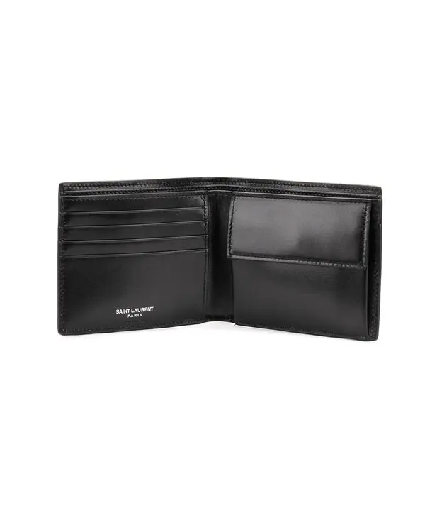 Saint Laurent Monogram Logo Plaque Bi-fold Wallet