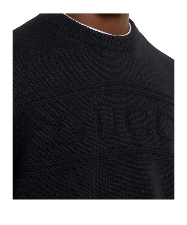 Gucci Logo Intarsia Knitted Crewneck Sweater - Black
