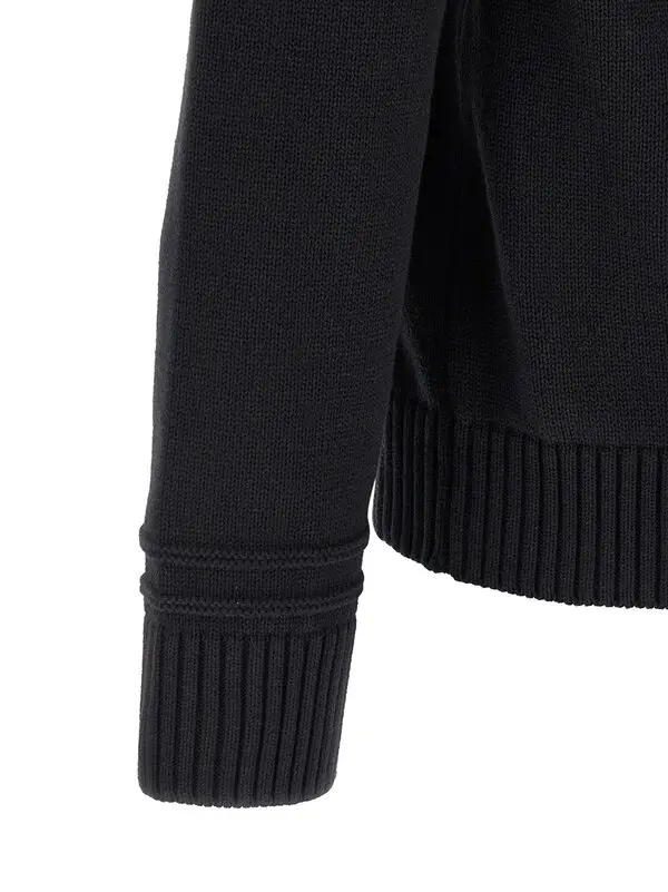 Gucci Logo Intarsia Knitted Crewneck Sweater - Black