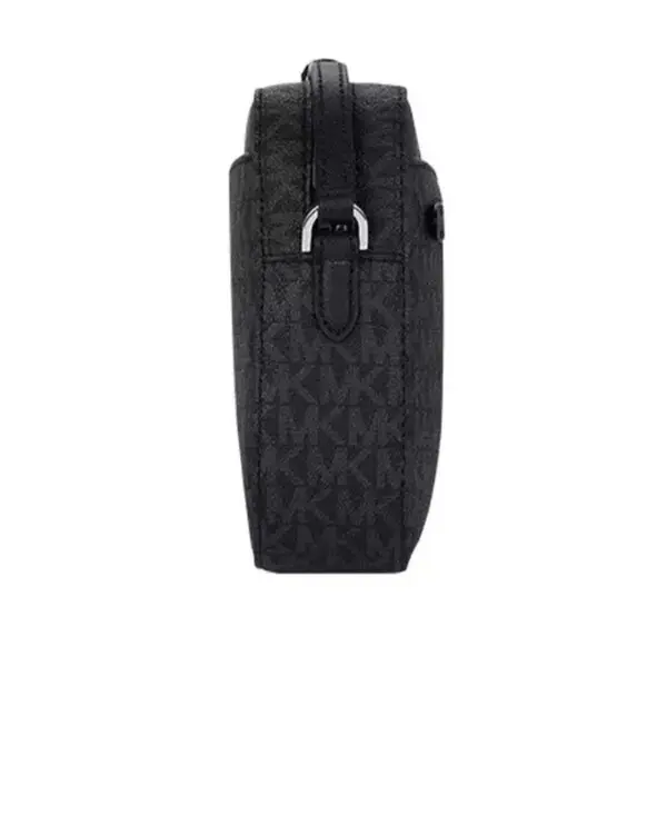 Michael Kors Monogram Zipper Shoulder Bag With Chain Detail - Black